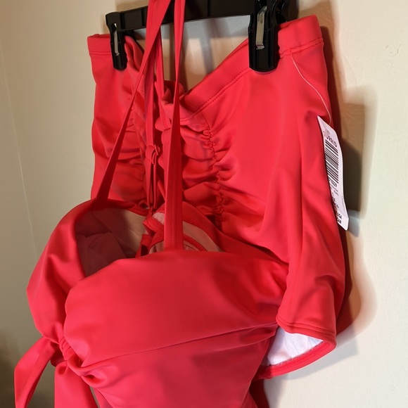 torrid | Swim | Torrid High Rise Rouged Underwire Tie Front Peplum ...